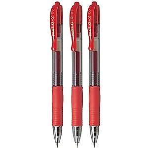 Pilot G2 07 Red Fine Retractable Gel Ink Pen Rollerball 0.7mm Nib Tip 0.39mm Line Width Refillable BL-G2-7 (3)