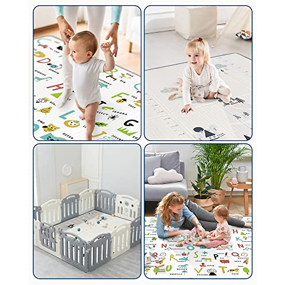Baby Play Mat 79" X 71",Reversible Waterproof Foldable Foam Floor Playmat for Kids Toddlers, Extra Large Anti- Slip Baby Crawling Mat