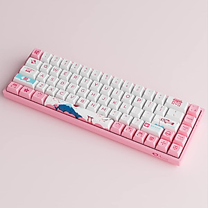 Akko 3068B Plus World Tour Tokyo R2 65% Percent 68-Key RGB Hot-swappable Mechanical Gaming Pink Keyboard, 2.4G Wireless/Bluetooth/Wired with PBT Dye-Sub Keycaps for Mac & Win Switch Jelly Pink