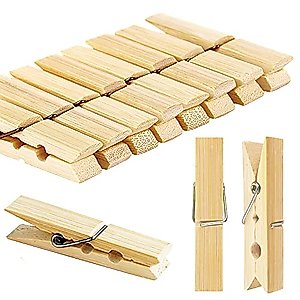 Loliyas Clothes Pins, Bamboo Wooden Clothespins Wood Clips, Small Close Pins Clothing Pins Clothes Pegs for Photos Crafts Pictures Baby Hanging Clothes Clothesline Laundry Clip, 40 Pack 2.4 Inch