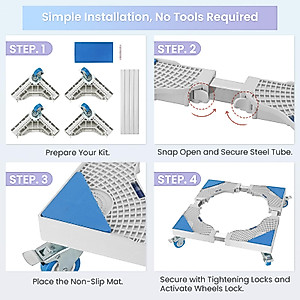 AMGSH Adjustable Mini Fridge Stand | Movable Washing Machine Base Stand Furniture Dolly Roller Base, Small Furniture Mover Mobile Base for Washing Machine, Dryer and Refrigerator (4 Wheels)