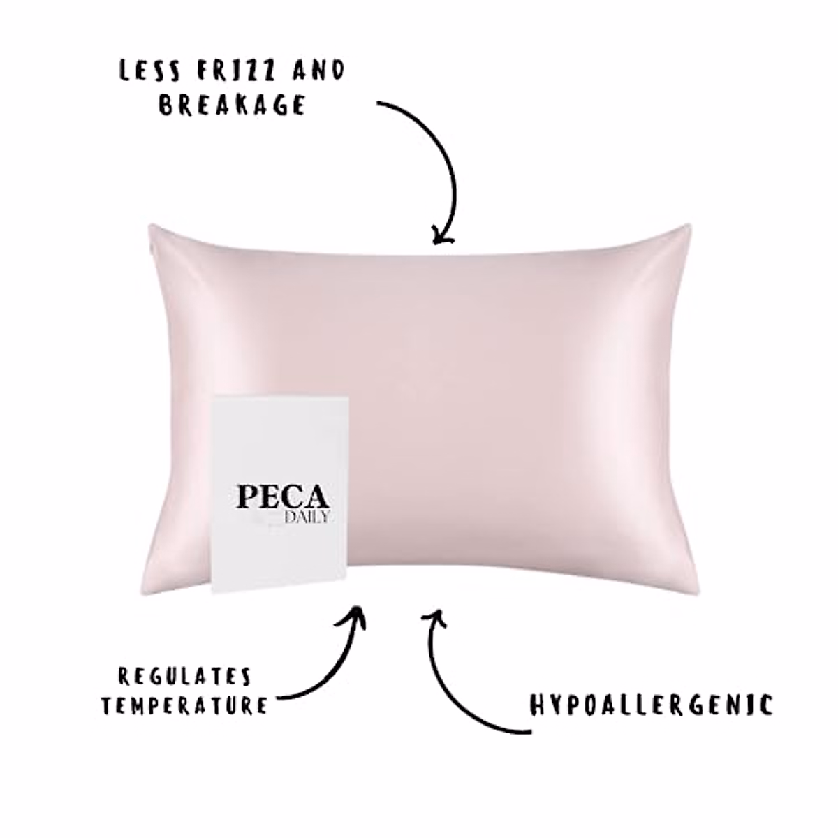 Peca Daily Real Silk Pillowcases 3-Pack - Mulberry Silk Pillow Case, Scrunchie & Eye Mask for Hair & Skin; Silk Pillow Cases Standard Size 100% Silk Pillowcases for Curly Hair-Skin Set
