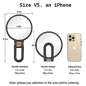 Sifolo 30x Magnifying Mirror, Travel Hand Mirrors with Handle - Double Side Handheld Mirror with 1X 30X Magnification & Adjustable Handle/Stand, Hand Held Foldable Travel Mirror for Makeup(Black)