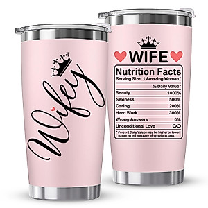 ZAGKOO Mothers Day Gifts for Wife from Husband - Wife Mothers Day Gifts, Wife Birthday Gift Ideas, Anniversary Wedding Romantic I Love You Presents for Wifey, Fiance, Her - To My Wife Pink Tumbler Cup