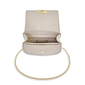 KATIE LOXTON Faux Crocodile Womens Vegan Leather Adjustable Versatile Crossbody Saddle Bag Stone