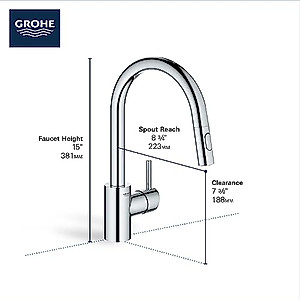GROHE 32665003 Concetto Pull-Down Kitchen Faucet with sprayer Chrome