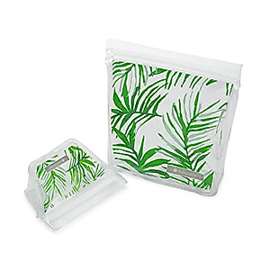 Full Circle Ziptuck Reusable Travel Bag Set – 1 Mini Bag and 1 Travel Bag - Multi-Use Leak-Free Travel Storage Bags – BPA-Free, Food-Safe & Reusable, Palm Leaves