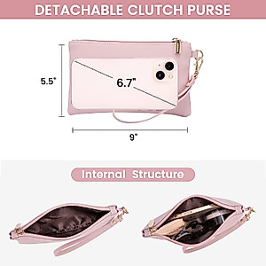 LOVEVOOK Laptop Bag for Women, Large Computer Tote Bag Handbag Shoulder Bag With Clutch Purse, Business Work Briefcase Travel Bag, 2 PCs 15.6-inch, Pink-White