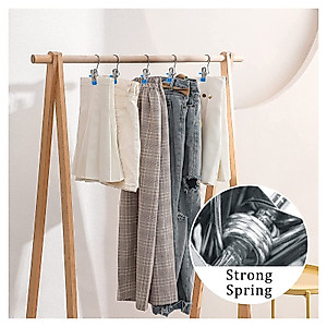 FuninCrea Laundry Hooks Clip, 5 Pcs Stainless Steel Anti-Slip Boot Laundry Hanger Clips Portable Heavy Duty Multi-Functional Single Hanging Clothes Clips for for Scarf, Gloves, Shoes, Socks (Blue)