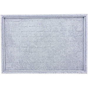 Pimuza Grey Velvet Stackable 100 Slot Ring Inserts Jewelry Tray Showcase Display Organizer Holder Storage Box Case Pad Stackers for Valet Closet, Decorate Vanity Table, Cabinet, College Dorm Drawer