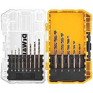DEWALT 20V Max Cordless Drill/Driver Kit, Compact (DCD771C2) and 13-Piece Black Oxide Drill Bit Set with Pilot Point