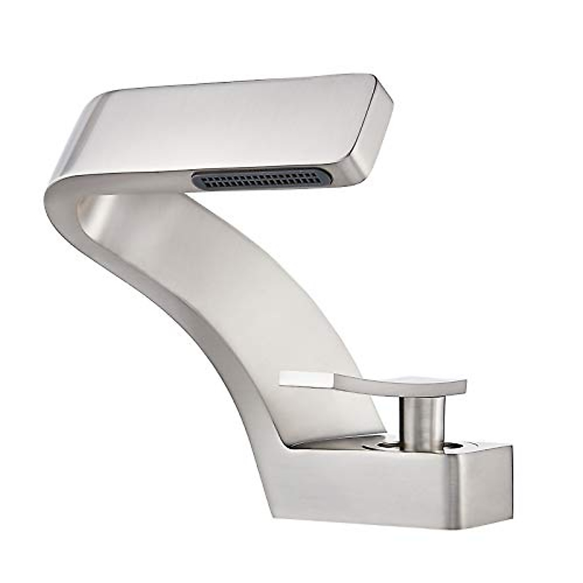 becola Bathroom Sink Waterfall Faucet,Solid Brass Single Handle Hot and Cold Water Mixer Tap, Lavatory Vanity Sink Faucet Including Two US Standard 3/8" Hoses(Brushed Nickel)
