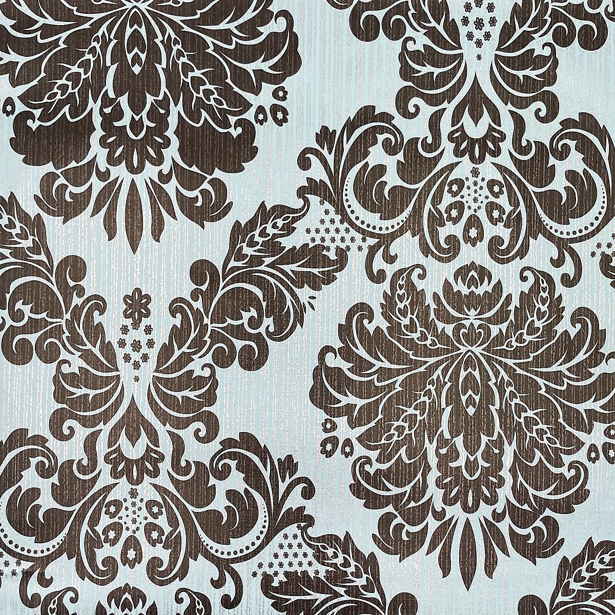 Yifely Black Damask Furniture Paper Self-Adhesive Shelf Liner Night Stand Decor Sticker 17.7 Inch by 9.8 Feet