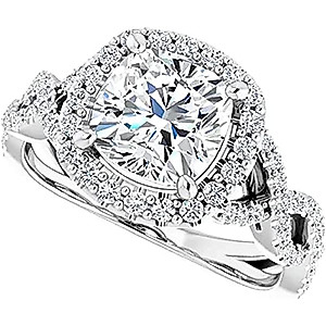 Moissanite World Twisted Infinity Moissanite Ring, Cushion 2.0CT, Moissanite Engagement Ring/Moissanite Wedding Ring/Moissanite Bridal Ring Set, 925 Sterling Silver (7)