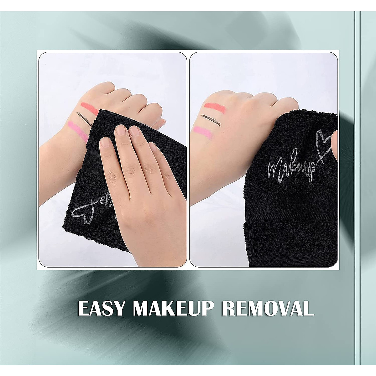 ZUPERIA Makeup Wash Cloths for Showering - 100% Cotton Lint-Free (12x12 Inches, Packof 6, Black) Medium Weight Face Wash Cloths, Multi-Purpose Wash Cloths for Bathroom, Hotel and Spa