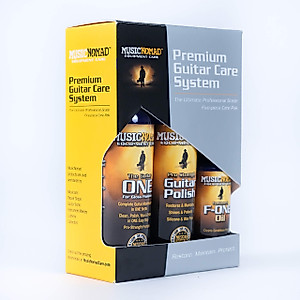 MusicNomad Guitar Complete Cleaning & Care Kit: Cleaner, Polish, Fretboard Oil & 2 Cloths (MN108)