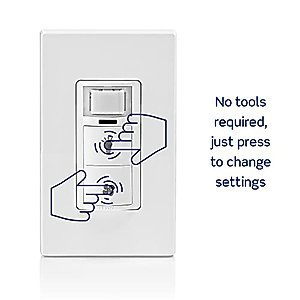 Leviton DHD05-1LW Dual Combination Humidity Sensor with Separate Light Switch, automate bathroom exhaust fan, air circulation, moisture control, ¼ HP, Single Pole/Single Pole, White