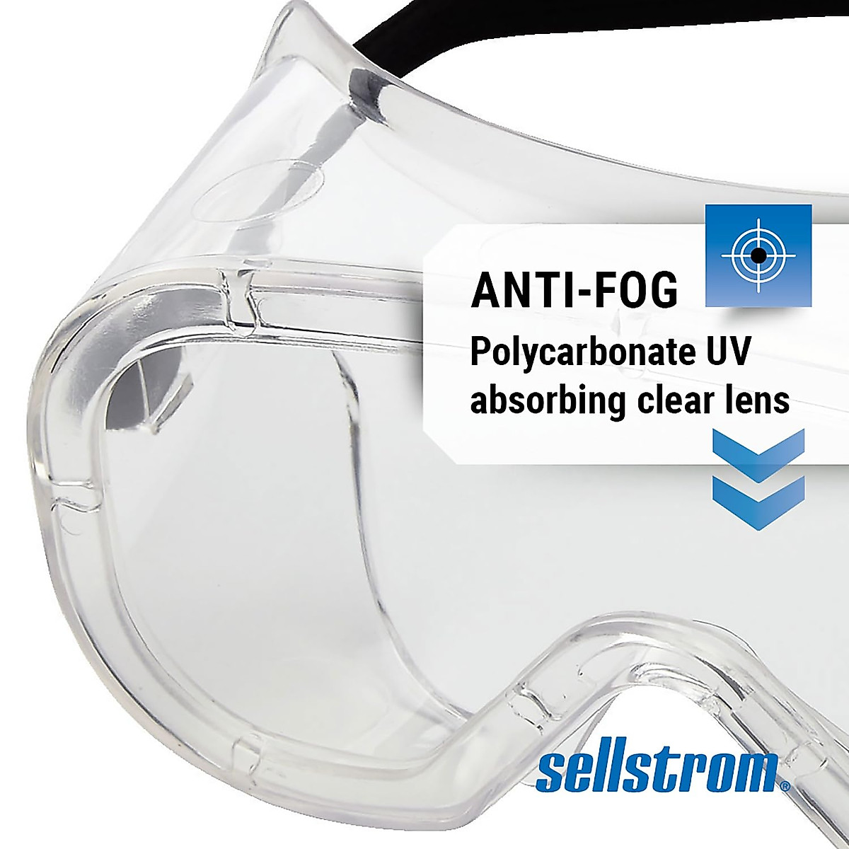 Sellstrom Anti Fog Non-Vented Safety Goggles - Clear Body Clear Lens – Protects from Chemical Splash, Dust, Smoke