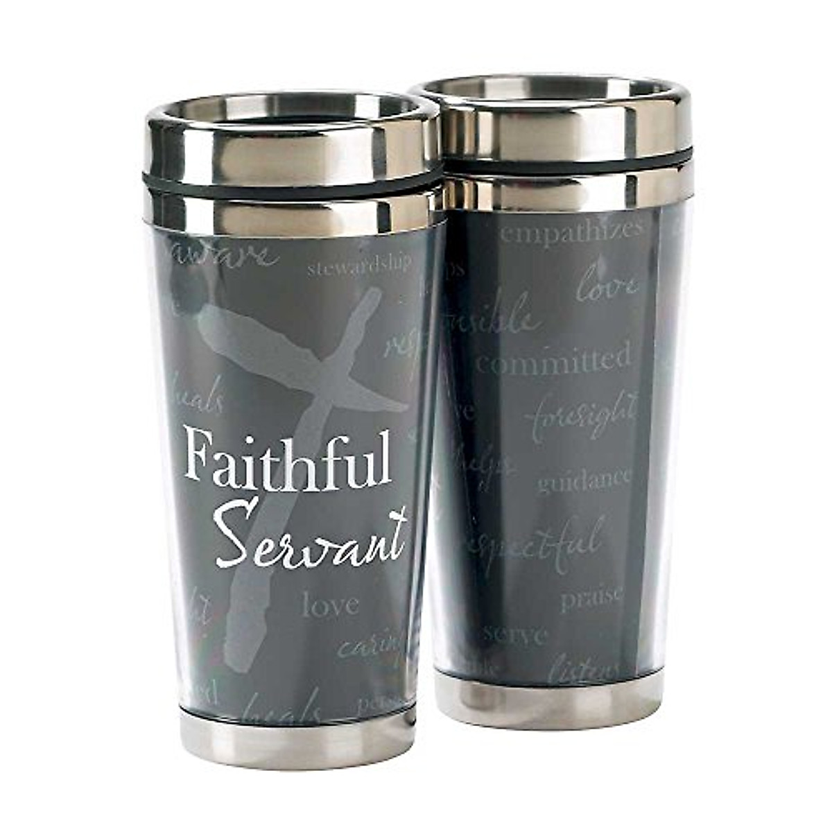Dicksons Black Faithful Servant Cross 16 Oz. Stainless Steel Travel Mug with Lid