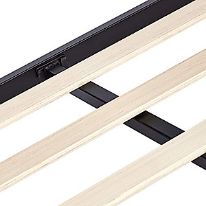 Amazon Basics Modern Metal Platform Bed Frame with Headboard - 14 Inch Leg Height, King Size, Black