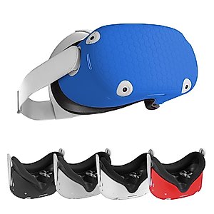 2 VR Shell Front Face Protector Cover, VR Headset Protective Skin, Anti Scratch, Anti Dust, Anti Shock, Front Lace Cover Protects Glasses and All Ports(Blue)