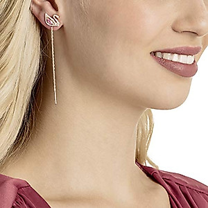 Swarovski Swan Earrings, Rose Gold Tone Finish, Pink Crystals, Clear Crystals