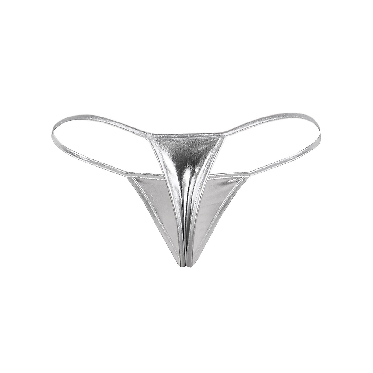 ohyeah Women’s Glossy Silver G-String Micro Thong Sexy Bikini Underwear Tangas Panties Metallic T-Back Thongs for Women Sexy Low Rise Underwear Panties 2XL