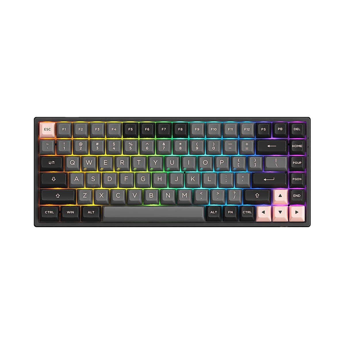Akko Black&Pink 75% Hot-swappable Mechanical Gaming Keyboard with PBT Keycaps, 2.4G Wireless/Bluetooth/Wired 3084B Plus 84-Key RGB Keyboard, Compatible with Mac & Win Jelly Purple Switches