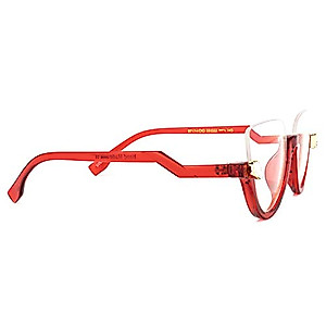 Zeelool Stylish Semi-rimless Cat Eye Glasses Frame for Women with Non-prescription Clear Lens Felicia VHP0189-10 Red