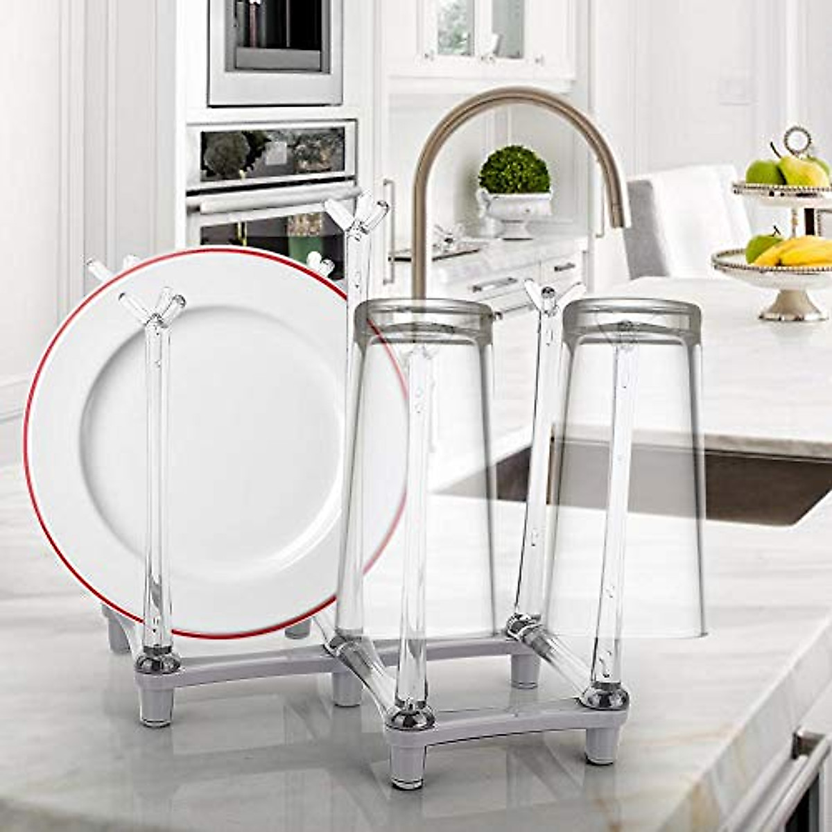 Retractable Cup Drying Rack, Drinking Glass Bottle Drainer Stand Non-slip Bottom Mug Tree Kitchen Countertop Dishes Holder Organizer Bottle Glass Rack Stand Plastic Bag Dryer Rack