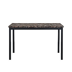 5-Piece Kitchen Dining Table Set for Dining Room, Kitchen, Dinette, Compact Space w/Modern Paper Faux Marble End Table Tabletop, 4-Piece Metal Frame Dining Seats - Black