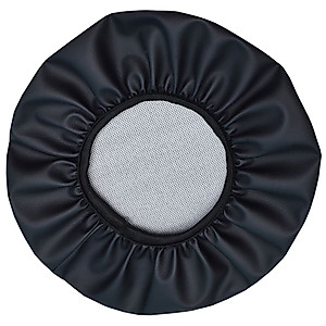 ANWUCHEN Stool Covers Round, 2 Pack Waterproof PU Leather Round Bar Stool Covers Anti-Slip Round Bar Stool Seat Cover with Elastic Bands Durable Round Chair Cover for 14-15 Inch Round Chair (Black)