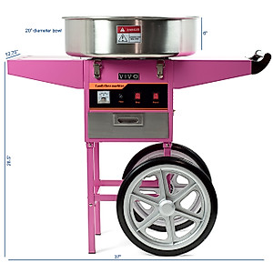 VIVO Pink Electric Commercial Cotton Candy Machine, Candy Floss Maker with Cart CANDY-V002