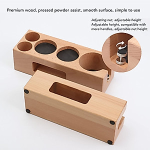 Wood Coffee Filter Tamper Holder, Wooden Coffee Tamping Station with Mat Wooden Espresso Tamper Mat Stand Tamper Station Wooden Base for Cafes Home(L)