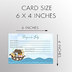 Baby Shower Prayers For Baby Cards Noah's Ark Noahs Arc Blue Brown Religious Sprinkle Miracle On The Way Girl Boy Prayers Hopes Wishes Dear Baby Hello Baby Biblical Bible (24 count)