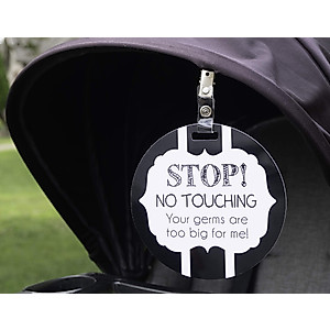No Touching Baby Car Seat Sign for Newborn Car Seat or Stroller (Black & White)
