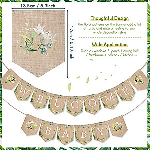 Tatuo Welcome Baby Banner Greenery Baby Shower Banner Bunting Garland Burlap Greenery Baby Shower Decorations Welcome Baby Shower Sign for Gender Neutral Baby Shower Rustic Boho Decor Party Favors