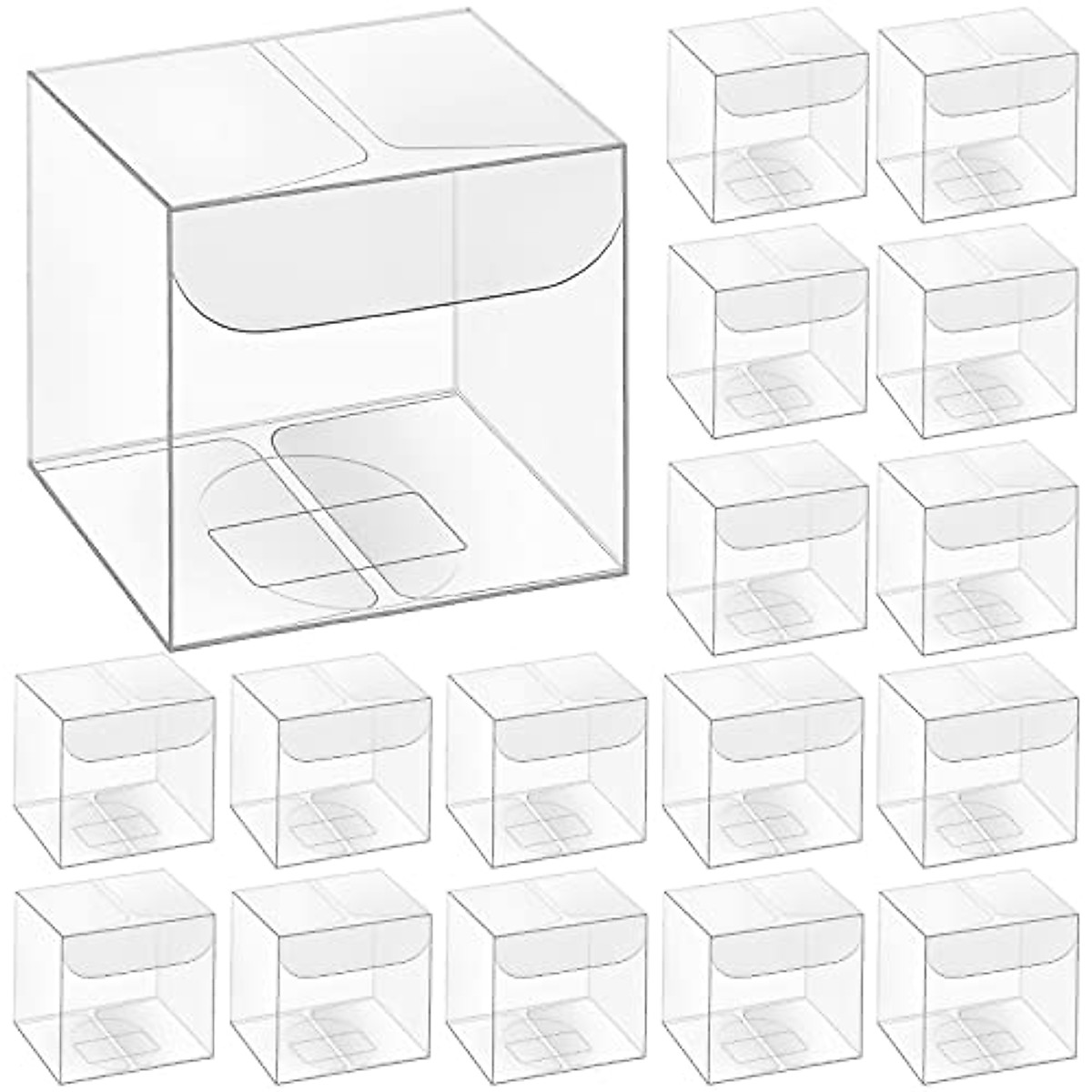 200 Pcs Clear Favor Boxes 2 x 2 x 2 Inches Clear Plastic Gift Box PET Clear Treat Boxes Clear Party Favor Containers Candy Boxes Packaging Transparent Cube Boxes for Birthday Party Baby Shower Wedding