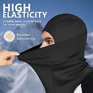 Black Ski Mask for Men Women Balaclava Face Mask Men Balaclava Ski Masks Beanie Full Face Mask Neck Gaiter Face Mask Winter Ski Gear Hat Fleece Balaclava Hood Neck Warmer Gator Ski Face Cover Covering