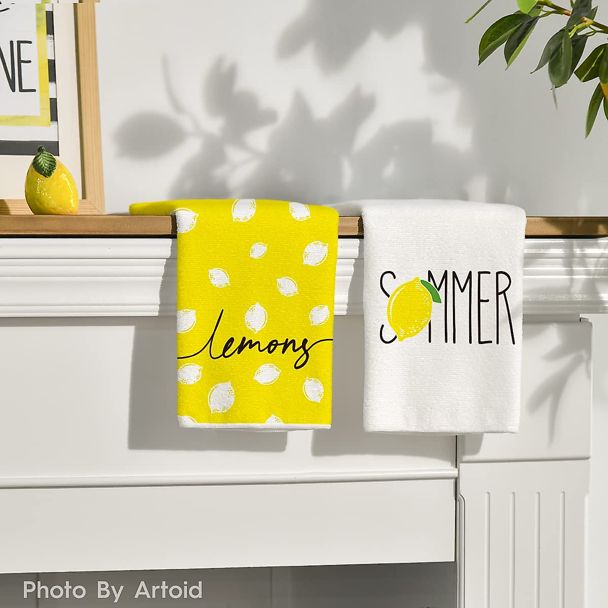 Artoid Mode Lemon Stay Juicy Summer Kitchen Towels Dish Towels, 18x26 Inch Seasonal Decoration Hand Towels Set of 4