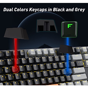 E-YOOSO Z-14 Mechanical Gaming Keyboard Brown Switches 104 Key, Full-Size Computer Keyboards, Solid Yellow Backlit Keyboard for PC Gamer, Black&Grey