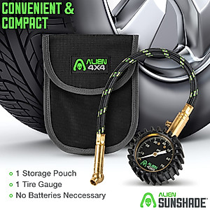 Alien Sunshade Tire Pressure Gauge (0-75PSI) Heavy Duty Tire Gauge, Jeep Gifts - Easy Read Glow Dial - Tire Gauges for Tire Pressure - Air Pressure Gauge for Car