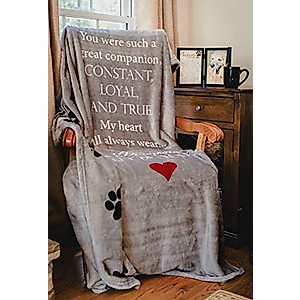 Pawprints Left by You Pet Memorial Blanket with Heartfelt Sentiment - Comforting Pet Loss/Pet Bereavement Gift (Non Personalized)