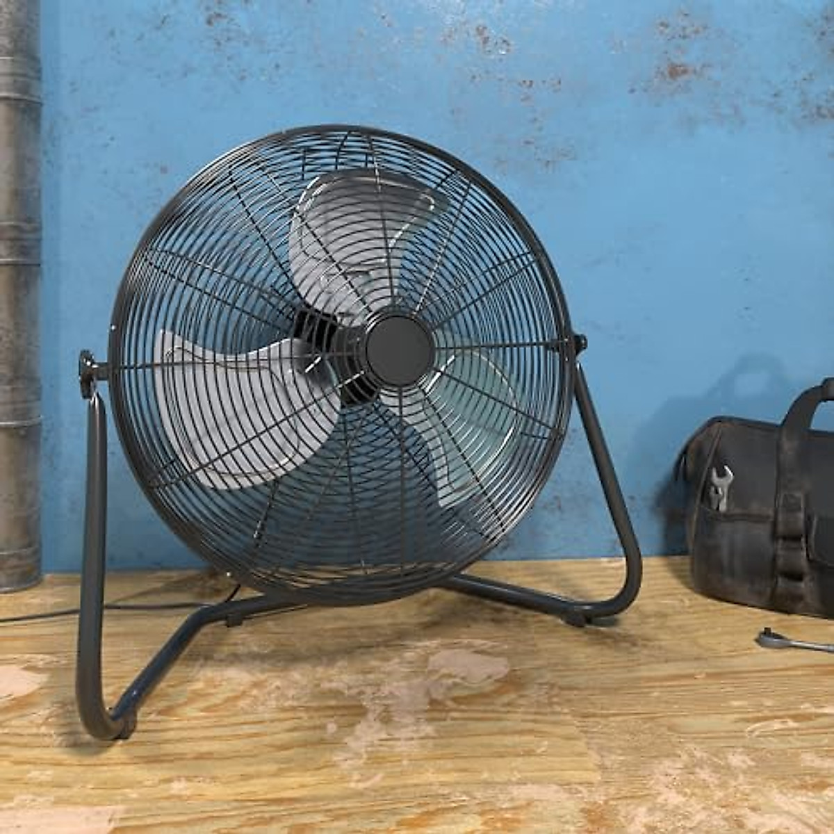 Amazon Basics 18-Inch High-Velocity Industrial Fan with 3 Speeds, Durable Metal Construction and Aluminum Blades, Ideal for Industrial & Commercial Spaces, 100 Watts, Black, 8.27"D x 21.85"W x 21.5"H