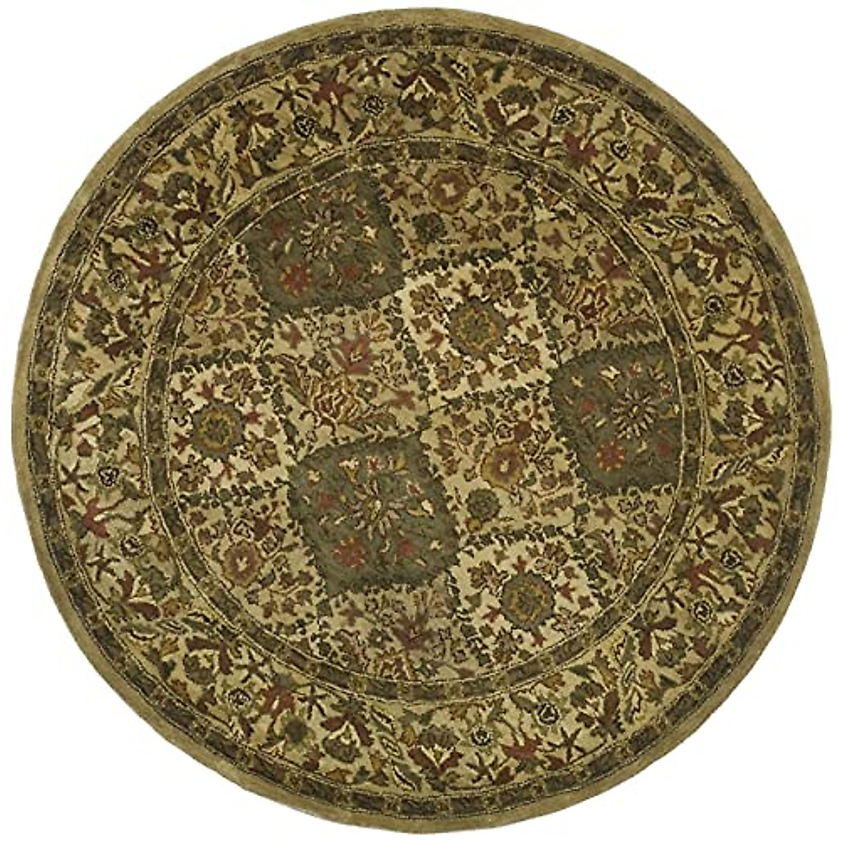 SAFAVIEH Antiquity Collection 6&#039; Round Beige AT57D Handmade Traditional Oriental Premium Wool Area Rug