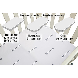 Bassinet Sheet Set 2 Pack Satin Ultra Soft Silk Fit for Rectangle, Hourglass, Oval Bassinet Mattress Protect for Baby Hair and Skin Cradle or Bassinet Sheets, Arrows & Stars