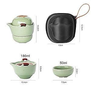 Travel Ceramic Tea Pot Set, Chinese Kung Fu Teapot 1 Pot 2 Mini Cup Porcelain Gongfu Teacups with Infuser Portable Bag All in One for Picnic Outdoor Camping Hotel
