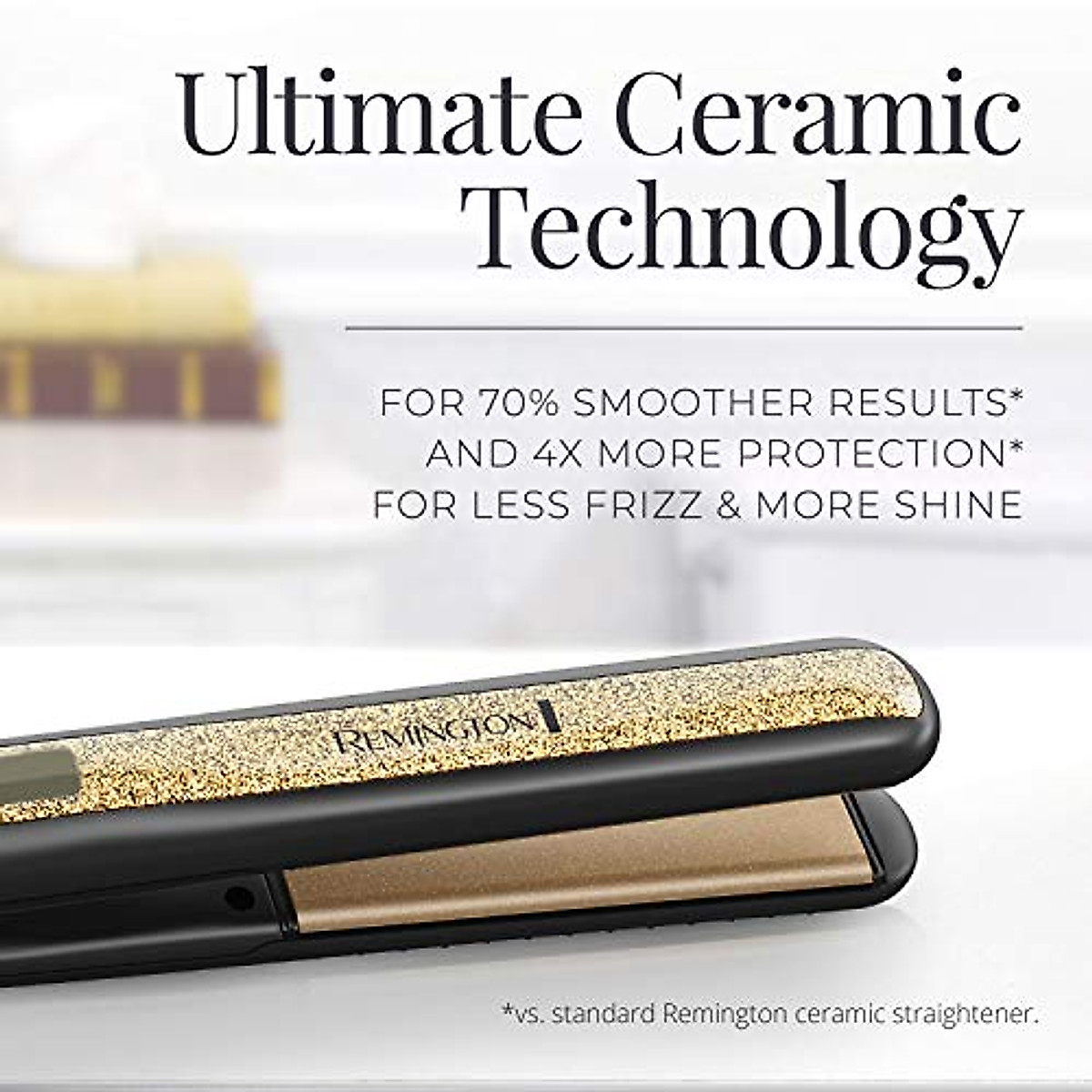 Remington S6501 1” Ultimate Ceramic Flat Iron with Protection Against Frizz, Smooth Glide Hair Straightener, High Heat and Temperature Lock