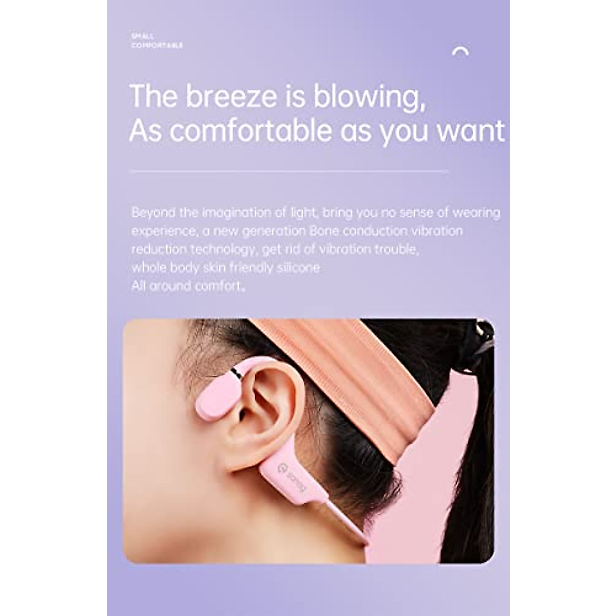 YODZ Bone Conduction Headphones Wireless Sports Headset Bluetooth 5.0 Open Ear HiFi Stereo IPX67 Waterproof Earphone Noise Reduction with Mic, for Sports and Games,Pink