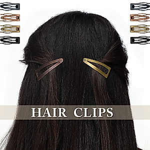 Geosar 40 Pieces Hair Clips, Grip Hair Clips Metal Hair Barrettes for Women Snap Clips Double Hair Clip Pins, Women Hair Accessories for Girls Hair Making Salon (Black, Dark Gray, Ancient Red, Green)